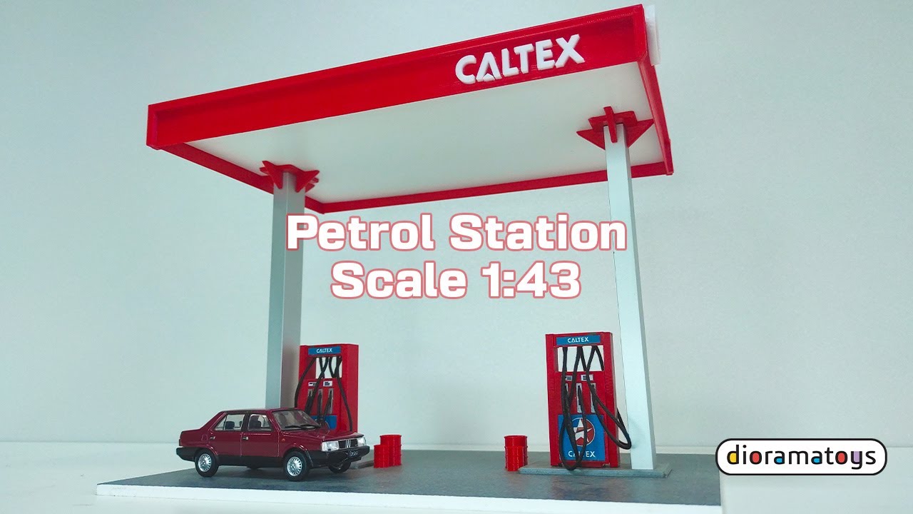 Gas Station Diorama Model Kit Scale 1:43 Petrol Station Display Decor ...