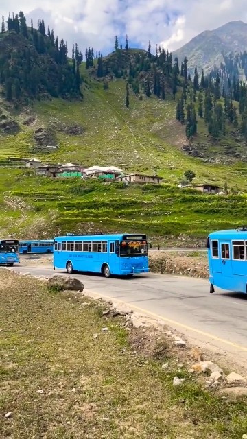 Blue Buses in the Beauty of Babusar Top. #narantravel #bluebuses #qau # ...