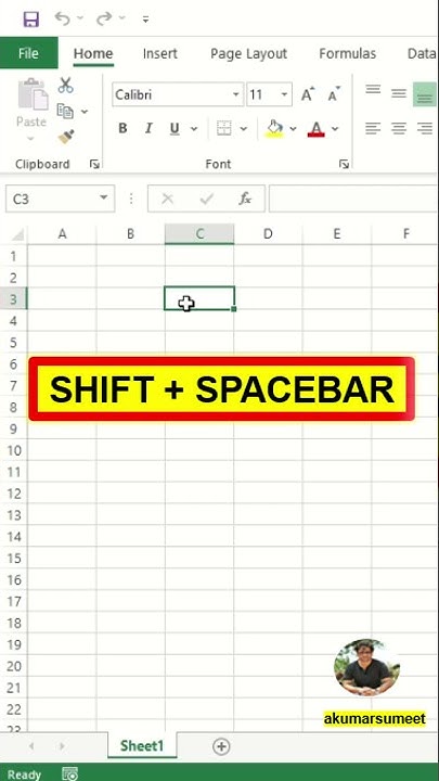 Keyboard Shortcut to Select a Row in Excel | Explained by AKumarSumeet ...