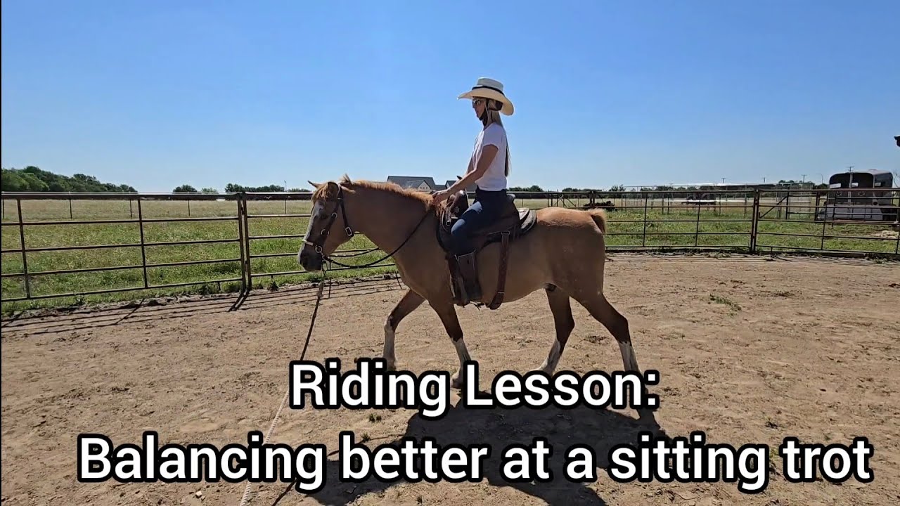 Western Riding Lesson- Balancing better at a sitting trot - YouTube
