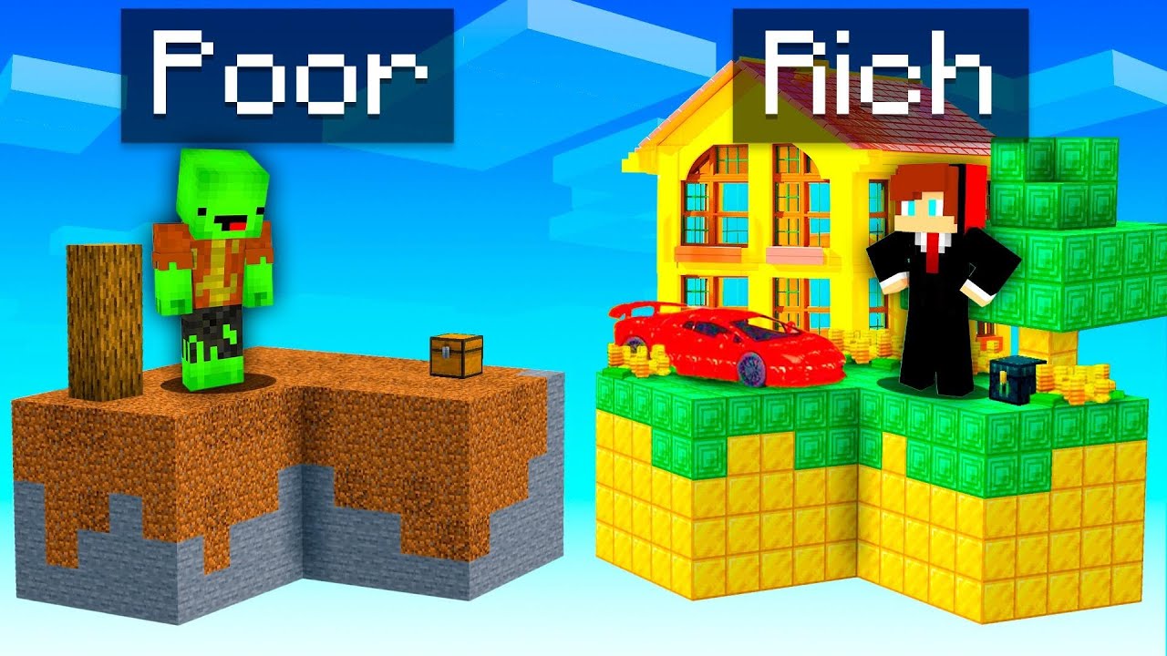 POOR vs RICH SKYBLOCK: NOOB vs PRO Build Challenge in Minecraft - YouTube