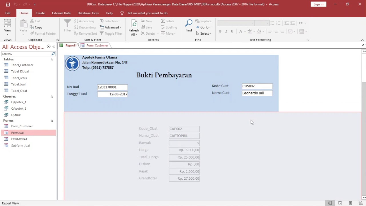 Membuat Report dengan Report Design - Microsoft Access - YouTube