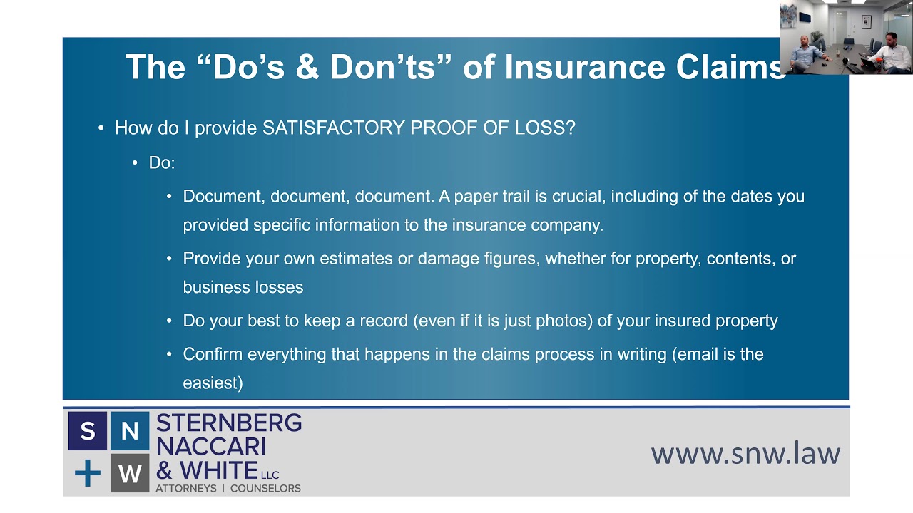 SNW.LAW: The Dos and Don'ts of Insurance Claims - YouTube