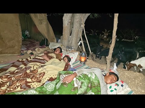 🌃A Hard Night with Zagros Nomads | Living in the Mountains and Building Baths with Hardworking Hands