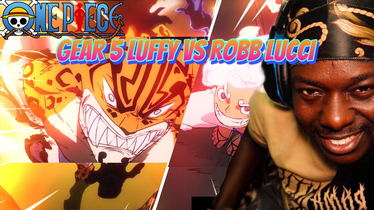 We're Up Against Base Lucci Here!!! Gear 5 Luffy VS Rob Lucci | One ...