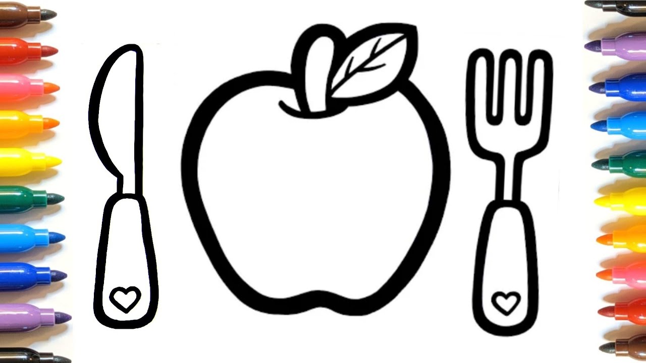 how to draw meal for kids | kids meal drawing | Apple drawing tutorial ...