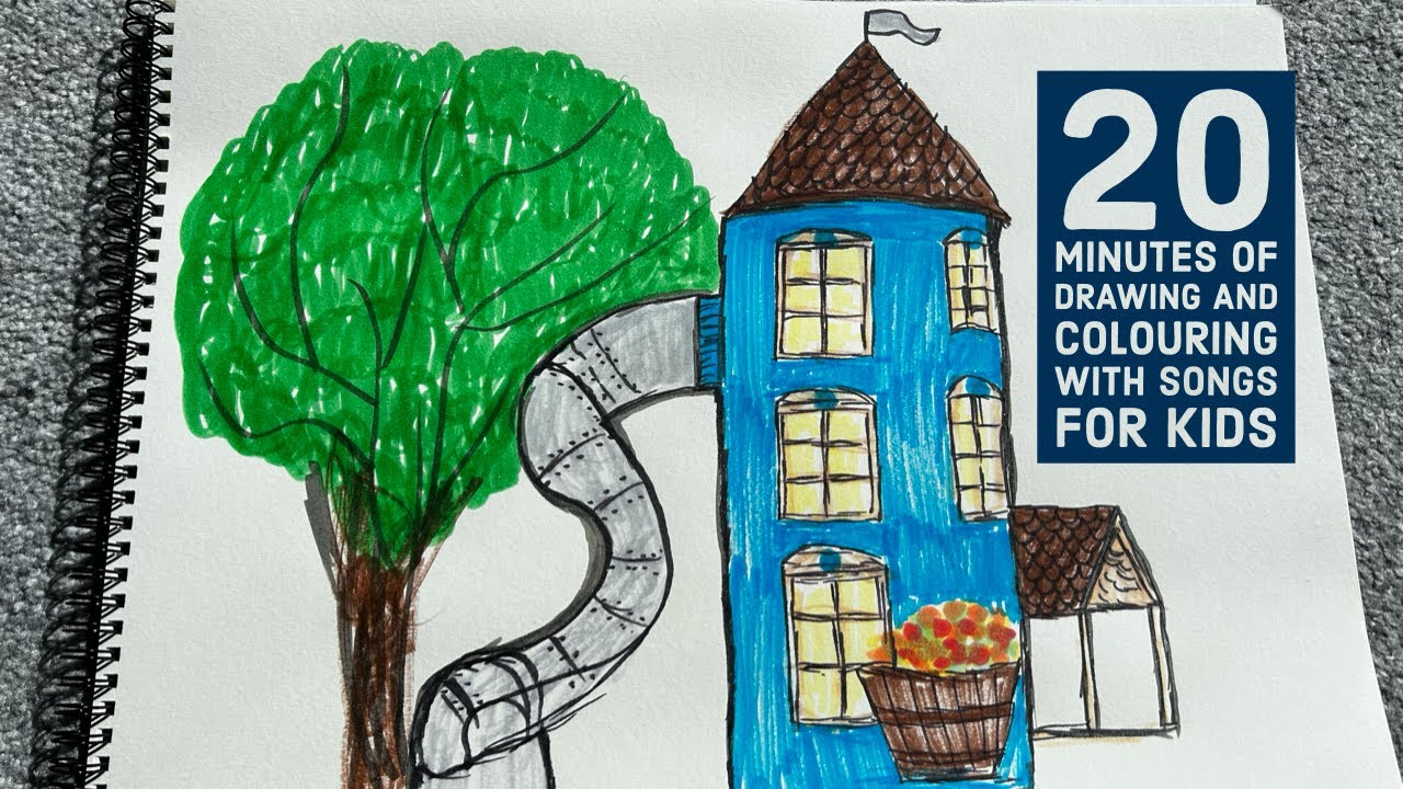 How to draw a FAIRYTALE TOWER with slide for kids / easy drawing for ...