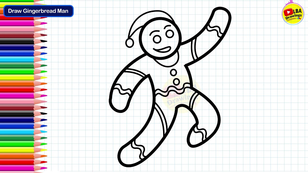 How To Draw Gingerbread Man | LBA Drawings - YouTube