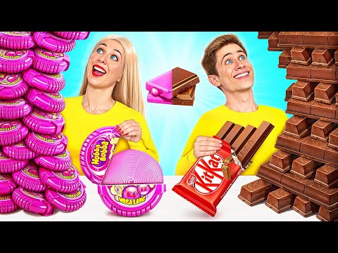 Sakız vs Çikolatalı Yemek Meydan Okumak | Yenilebilir Savaş Multi DO Challenge