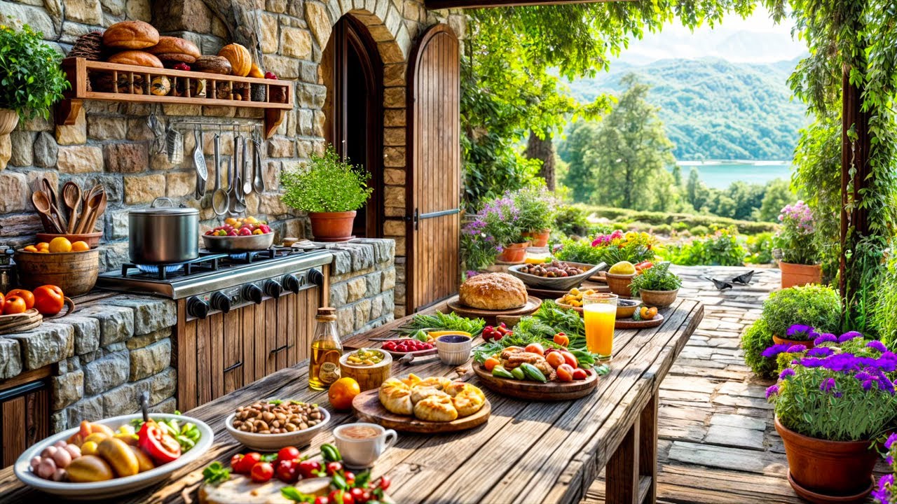 Spring Kitchen Ambience 🌿 Soft Cooking Sounds & Cheerful Birdsong - YouTube