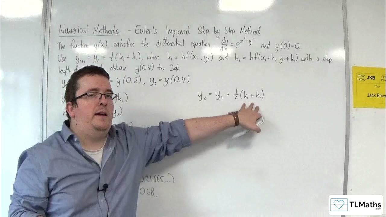 AQA A-Level Further Maths J3-04 Numerical Methods: Euler’s Improved Step by Step Method Example ...