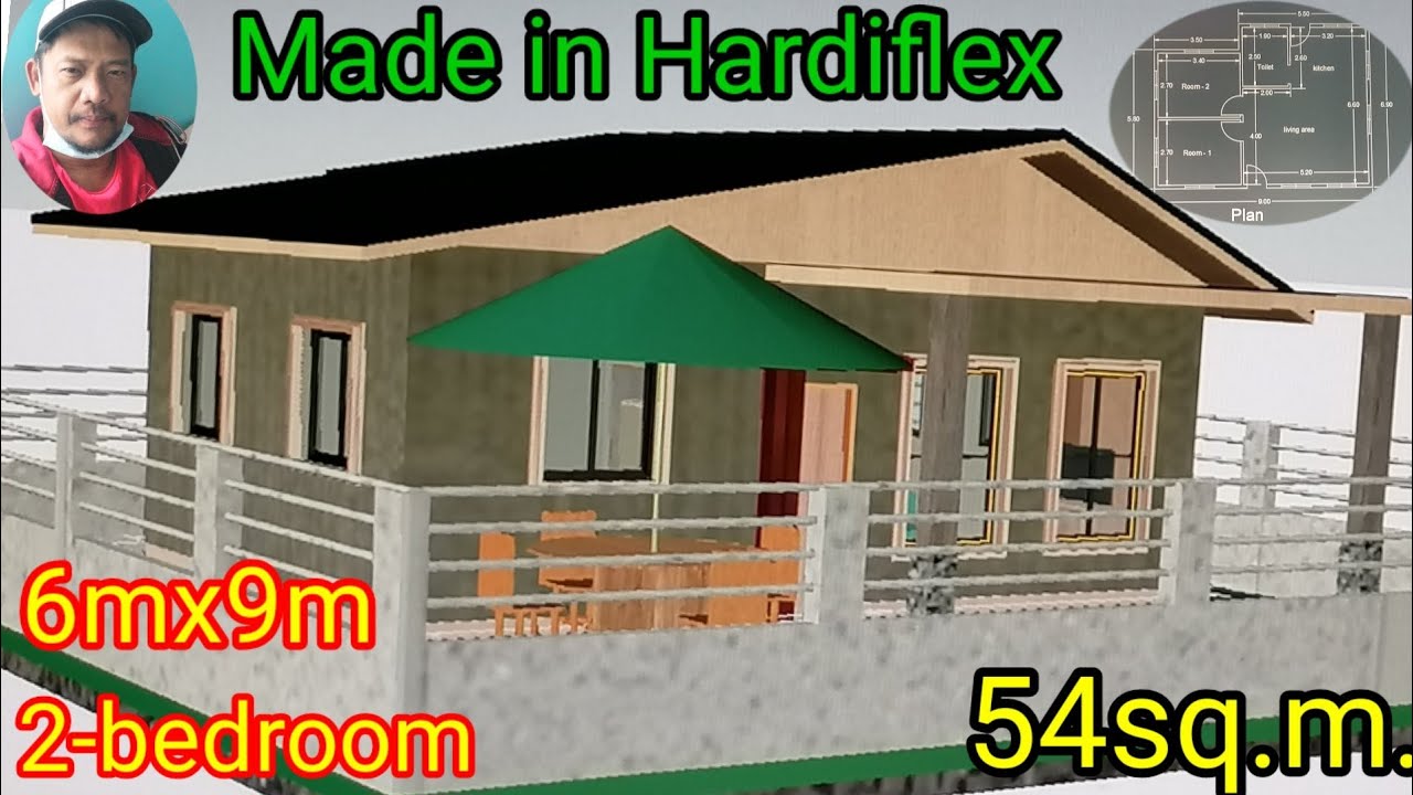 2-bedroom /made in fiber Cement board (Hardiflex). 6mx9m. budget house ...