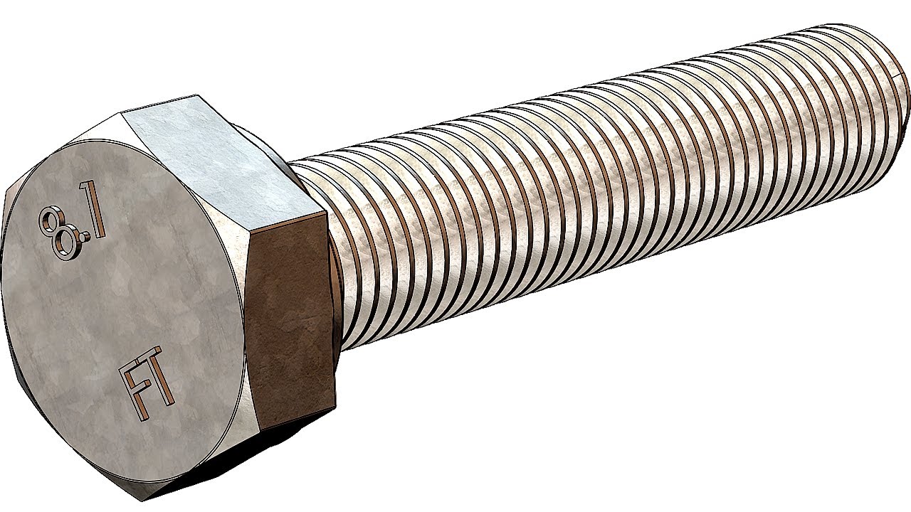 fast277 3D drawing -SolidWorks video : M8 full thread bolt - YouTube