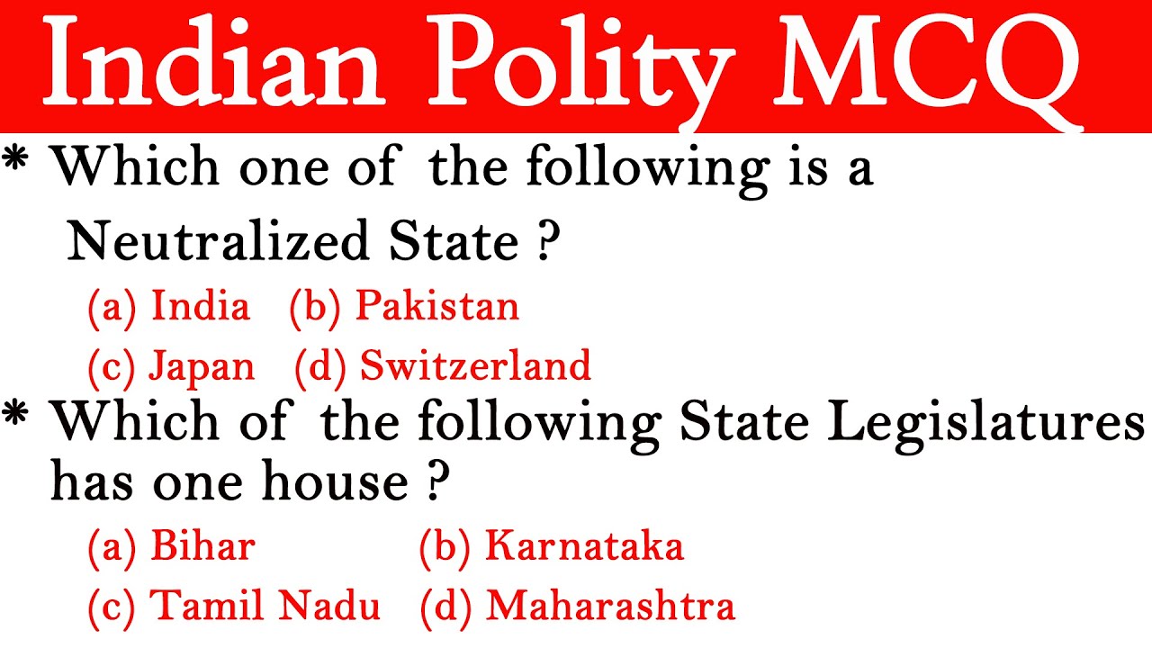 Important Polity MCQs Questions and Answers l Polity Quiz l Polity MCQs ...
