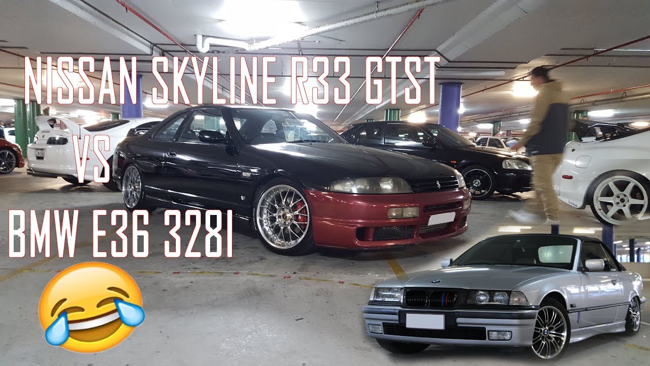 Nissan Skyline R33 Turbo VS BMW E36 328i Street Race - YouTube