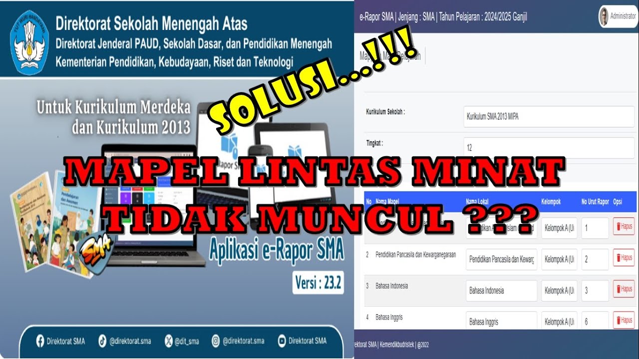 CARA MUDAH MAPPING MAPEL LINTAS MINAT K13 ERAPOR V.23.2 - YouTube