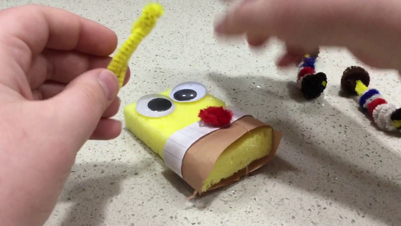 How to make spongebob out of pipe cleaners - YouTube