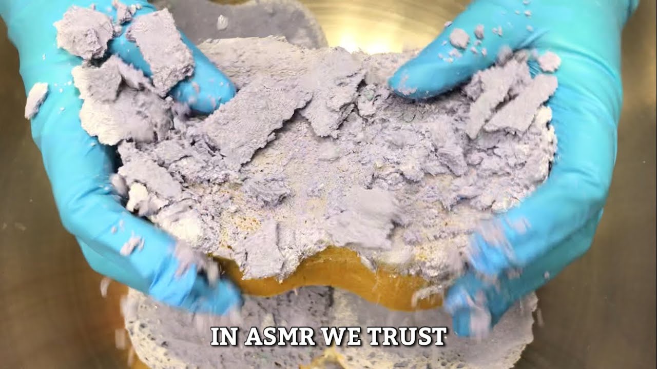 Quick Crumble, Squeeze, & Rinse | ASMR Purple Paste Dried Sponges (Read ...