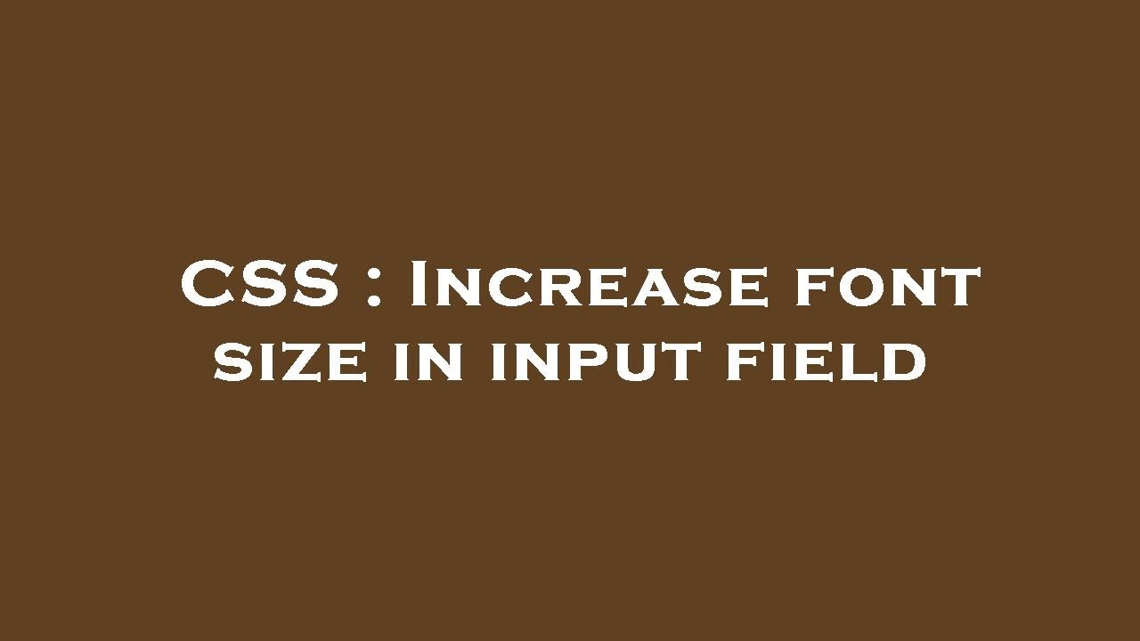 CSS Increase Font Size In Input Field YouTube CSS Increase Font Size In Input Field YouTube