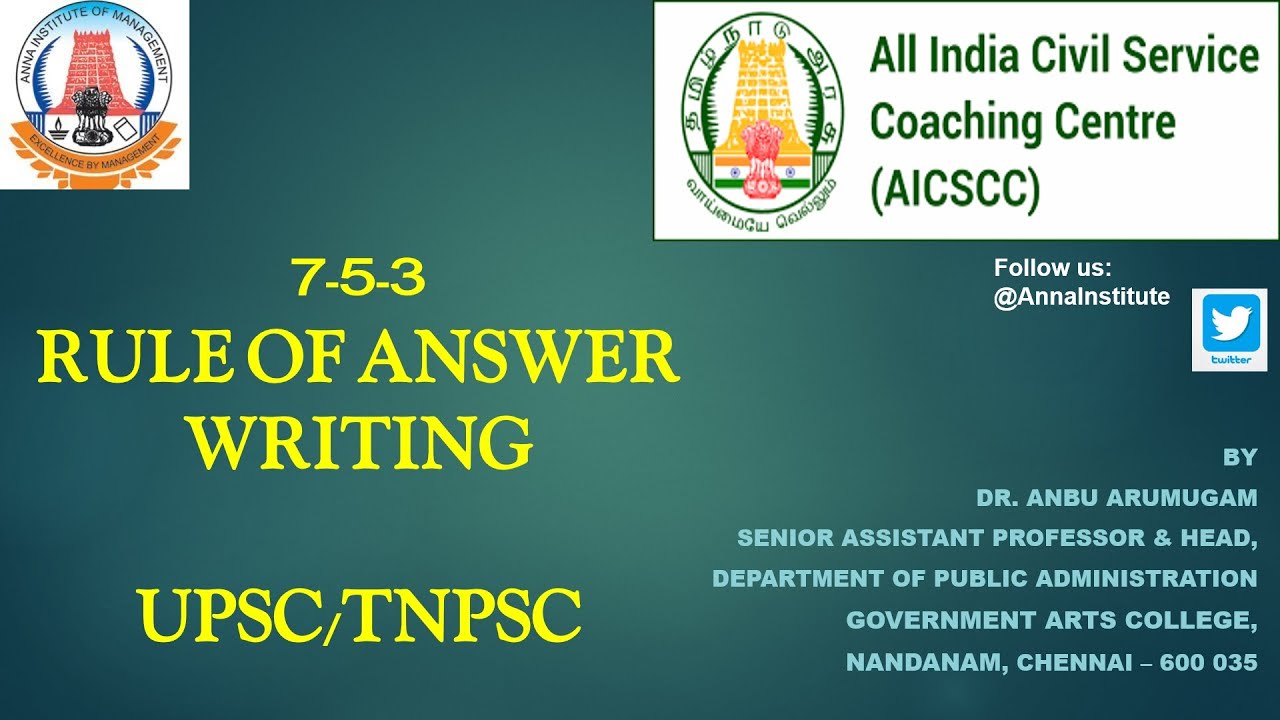 7 5 3 Rule Of Answer Writing For UPSC TNPSC Mains Dr Anbu Arumugam