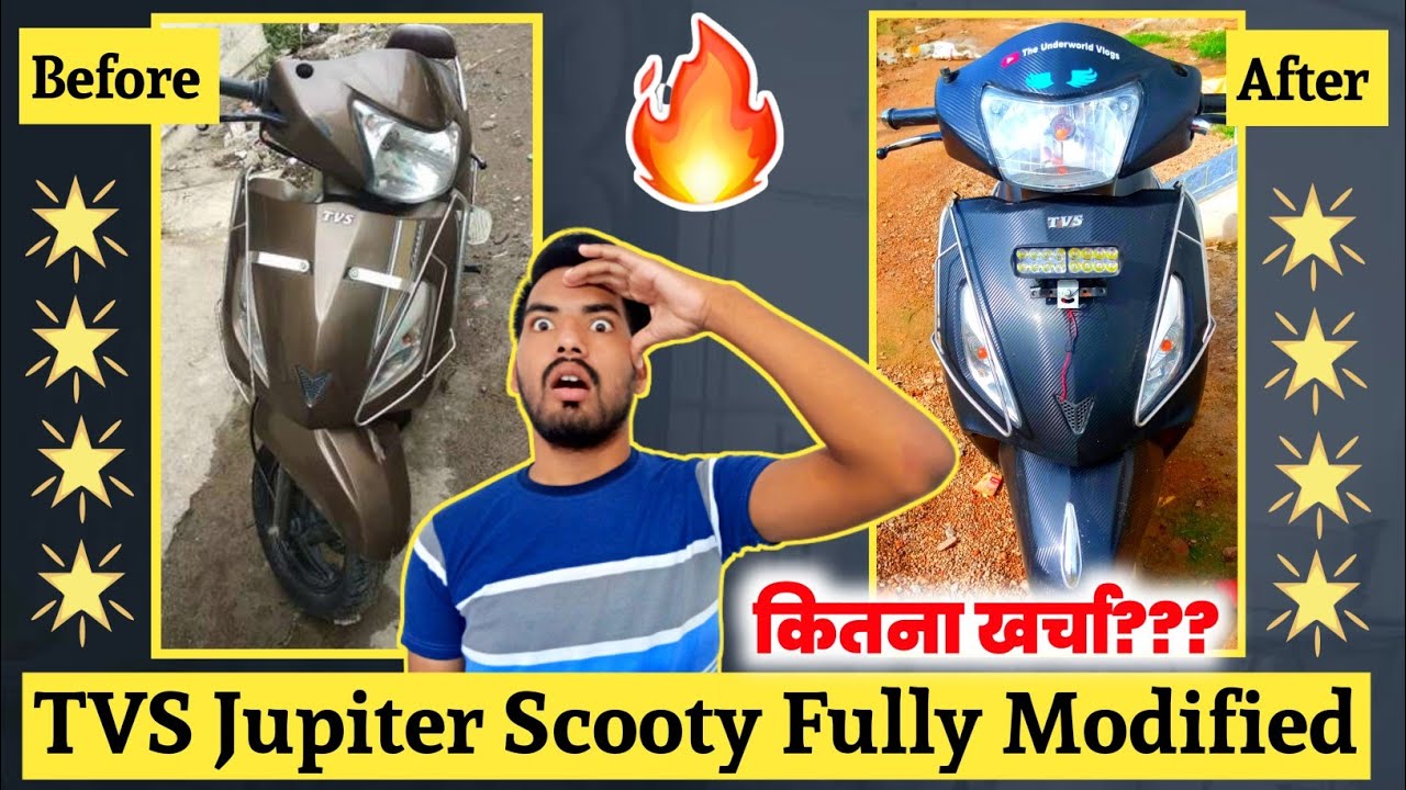 Jupiter Scooty Modifications💥 Modified Scooty With Carbon Fiber ...