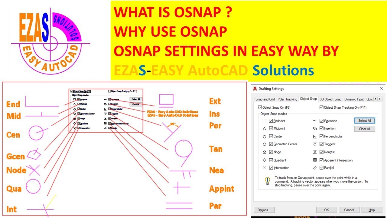 OSNAP SETTINGS IN EASY WAY BY EZAS Easy AutoCAD Solutions OSNAP osnap-settings-in-easy-way-by-ezas-easy-autocad-solutions-osnap