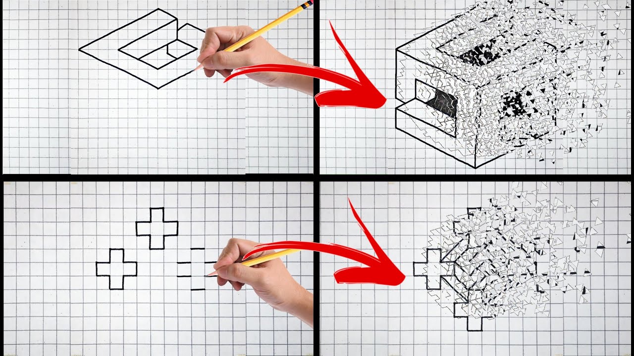 Box Paper Drawings 3D and Optical Illusion - Box Paper Art - YouTube