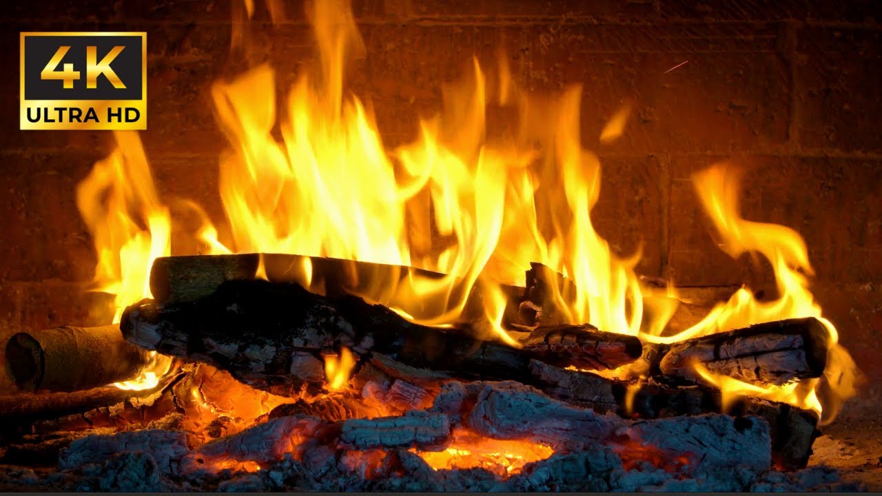 Relaxing Crackling Fire Sounds in 4K - Warm Burning Logs Ambience for ...