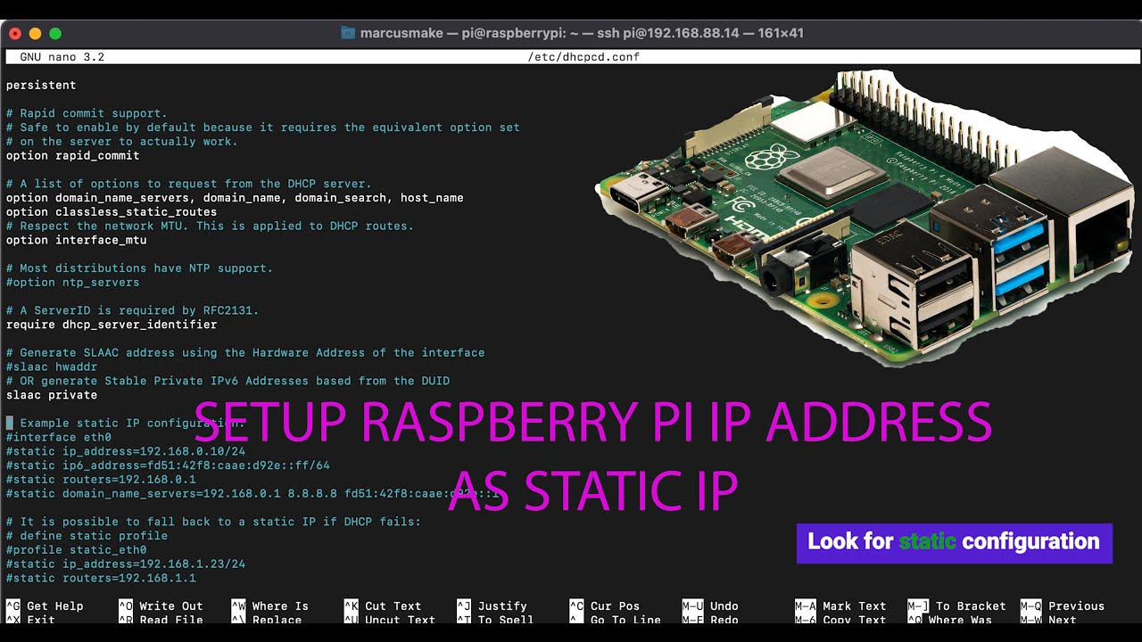 STATIC IP ADDRESS FOR RASPBERRY PI 4 ? - YouTube