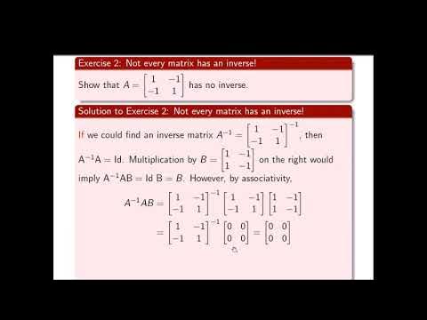 Linear Algebra I, Episode 09: Matrix Inverses - YouTube