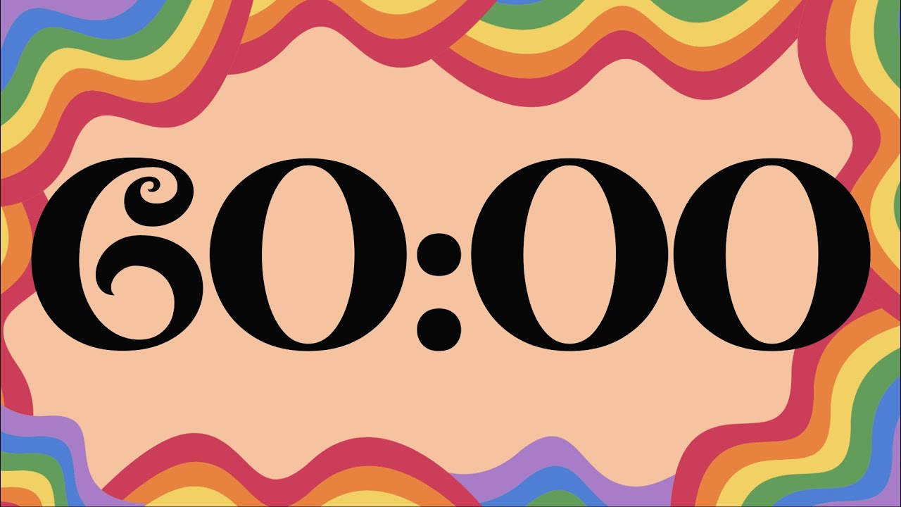 60 Minute Fun Groovy Rainbow Timer (Piano Alarm at End) - YouTube