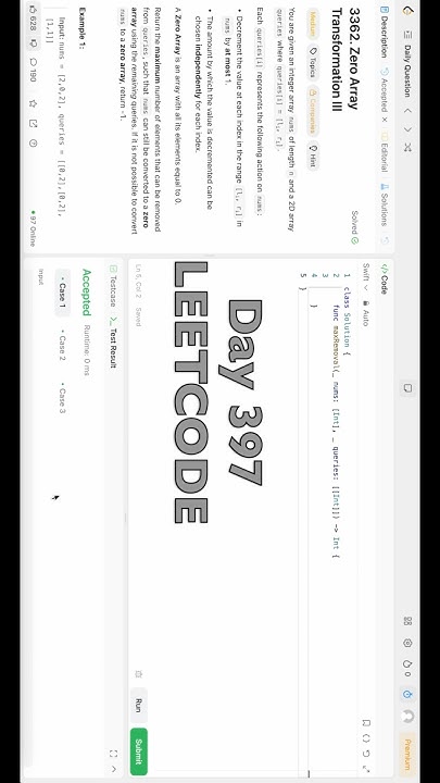 Day 397: LeetCode Problem 3362. - Swift #daily #challenge #swiftui #coding #leetcode - YouTube
