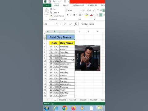 #shorts | Find Day Name in Excel | find day name from date in excel | #excel2022 #excelshorts # ...