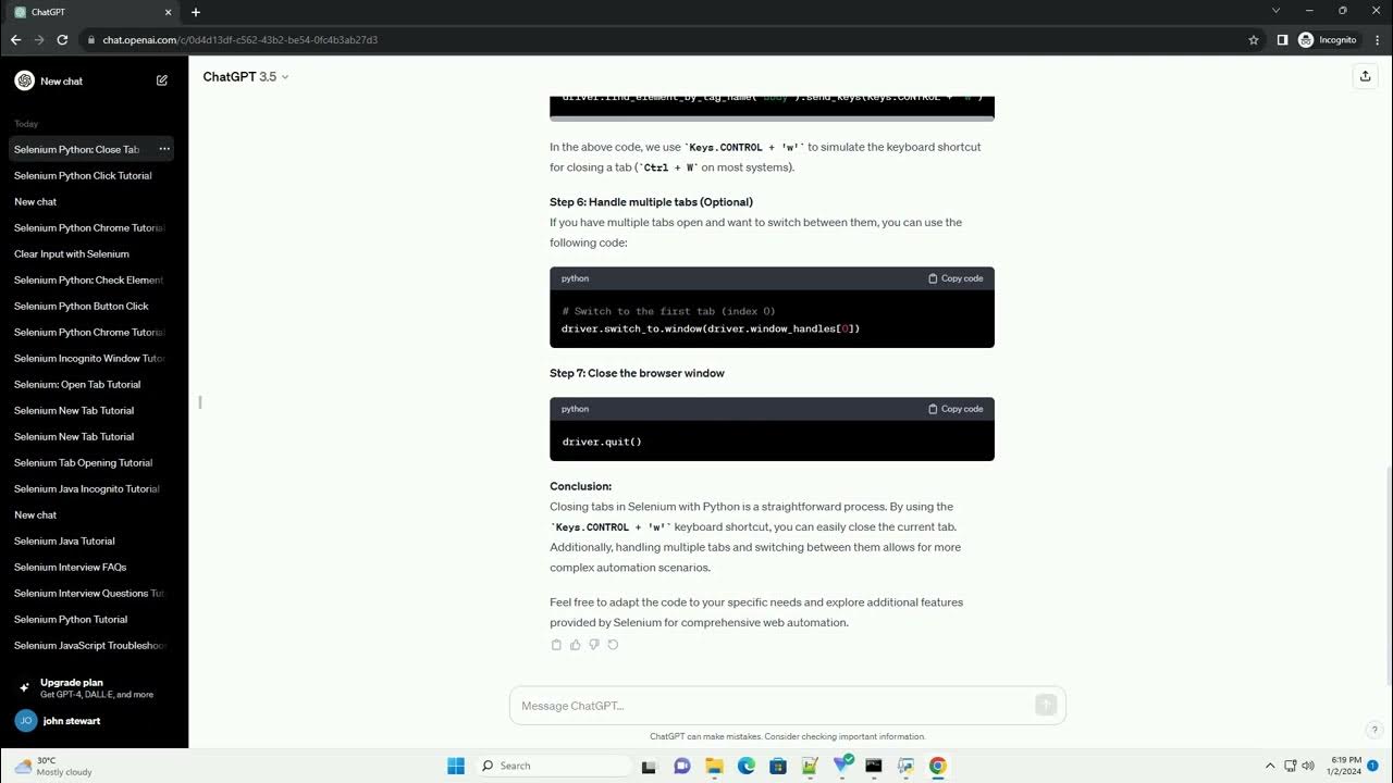 selenium python close tab - YouTube