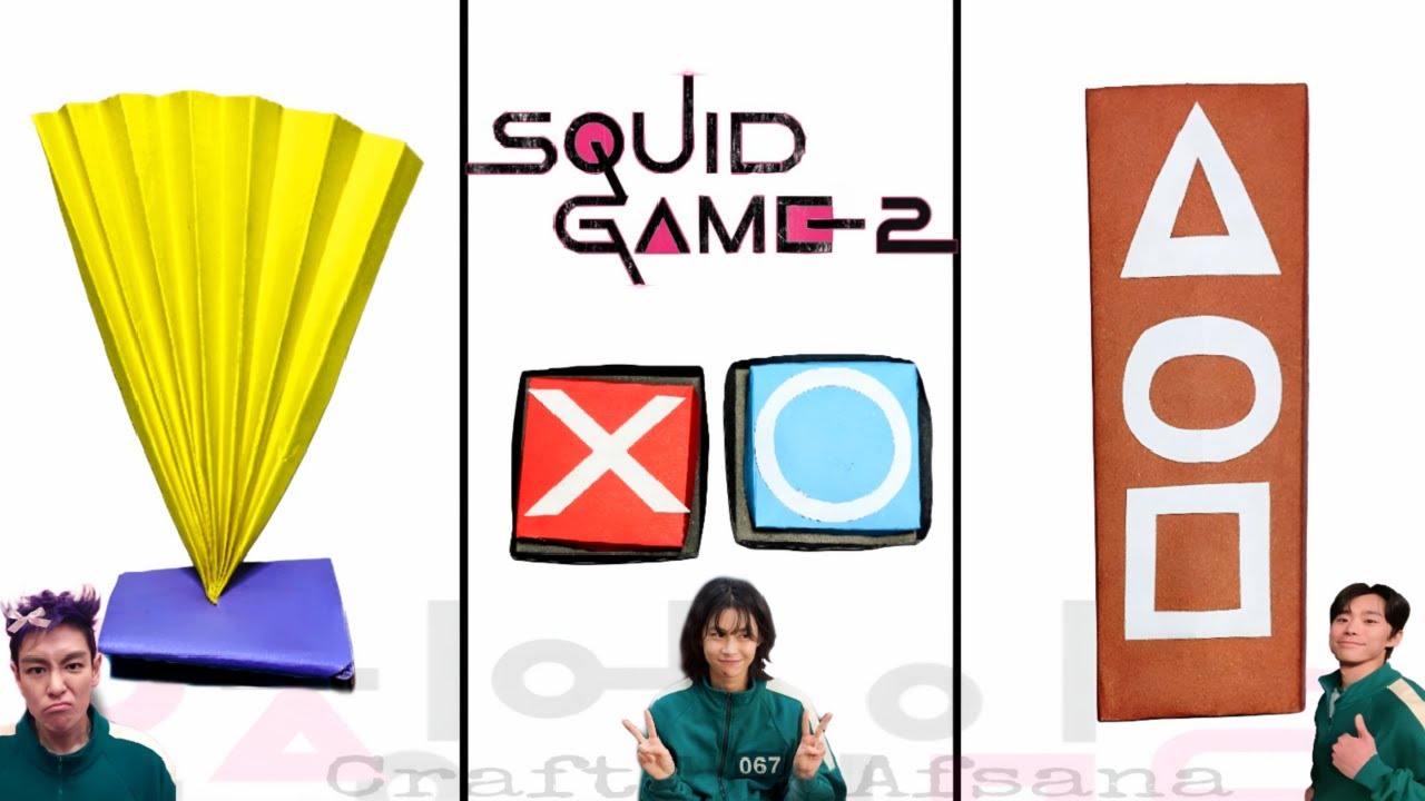 3 Toy Inspired by Squid Game 🔼⏺️⏹️ How to Make Squid Game Jegi, Button ...