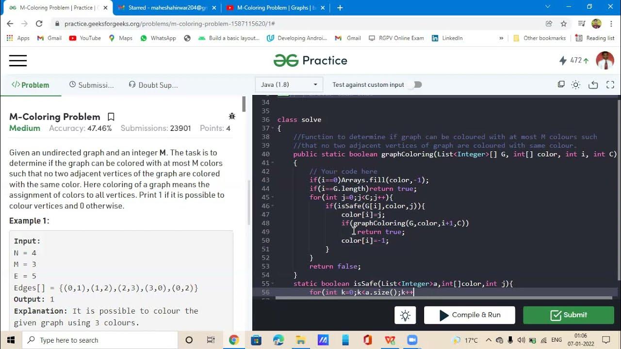 m Coloring Problem || Graph ||Backtracking||Java Solution||DSA Series - YouTube