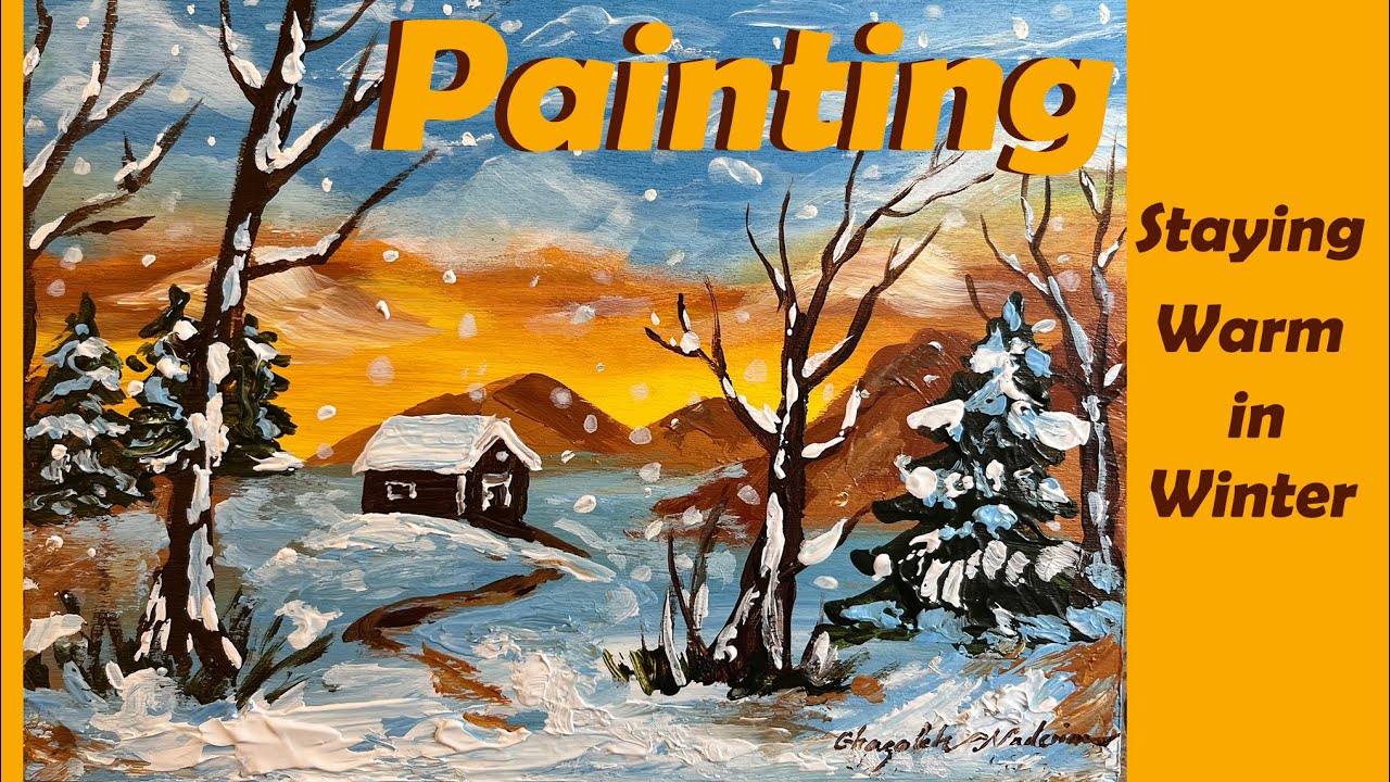 Painting Staying Warm in Winter step by step tutorials | Easy Acrylic ...