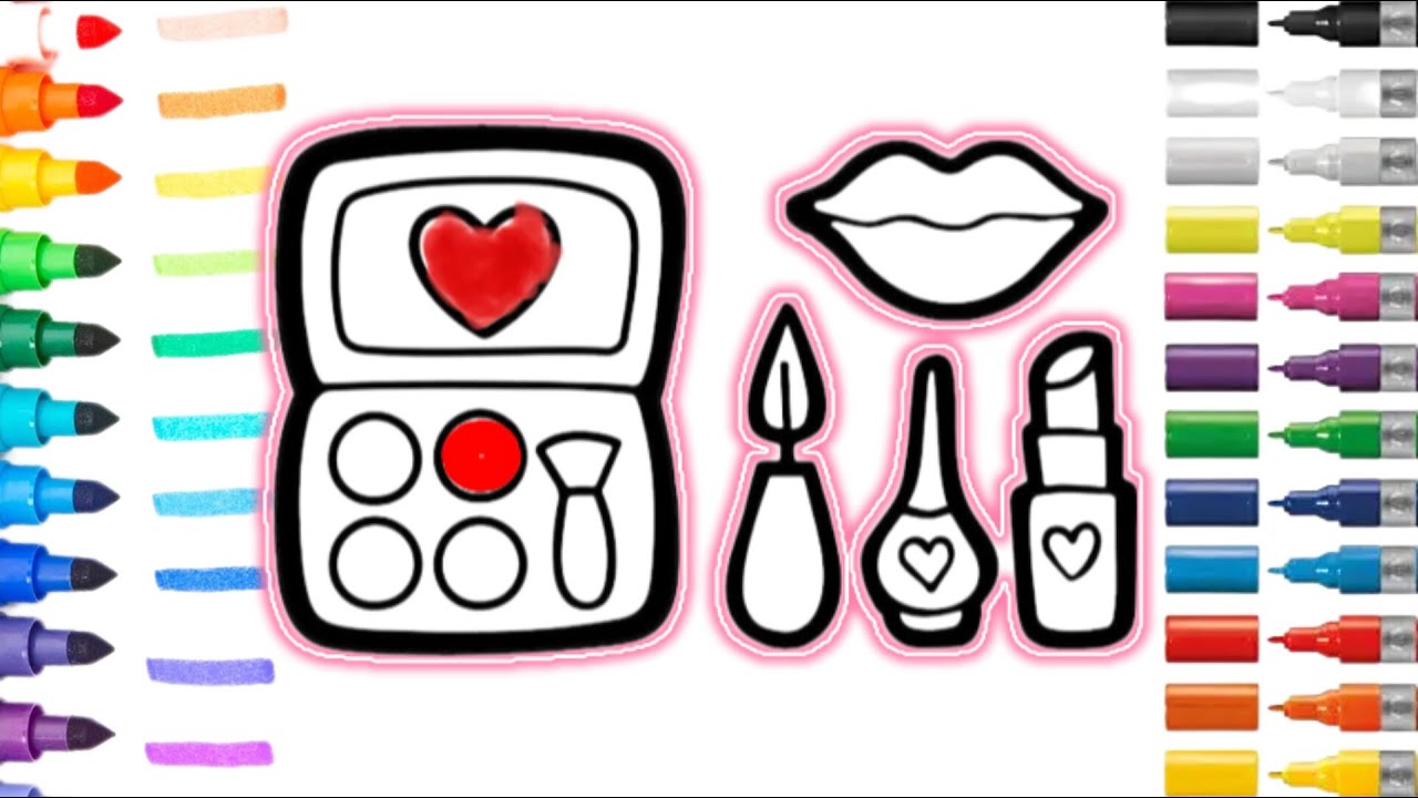 how to draw and colour a makeup kit | makeup kit drawing | draw a ...