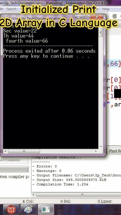 Initialized Print 2d Array In C Language Ctutorials Cprogramming