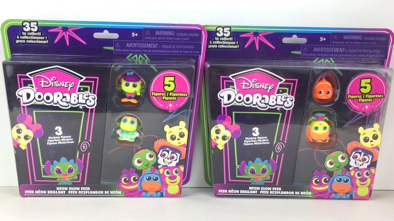 Disney Doorables NEON GLOW Peek Boxes Black Light Figures Unboxing ...