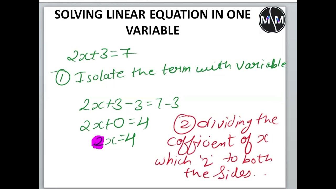 LINEAR EQUATION IN ONE VARIABLE Class-8th Explanation of solving one ...