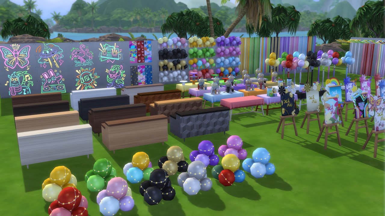 Party Essentials Kit - everything in every color. The Sims 4 - YouTube