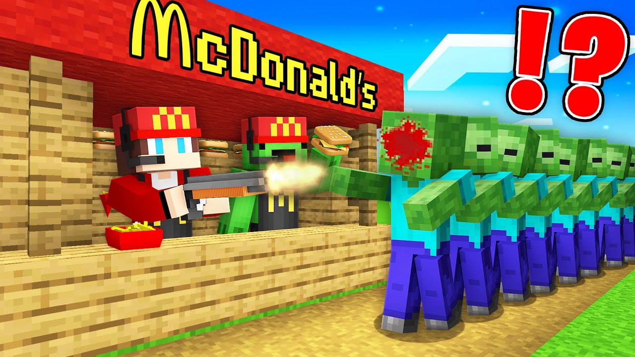 JJ and Mikey MCDONALDS vs Zombie Apocalypse in Minecraft - Maizen ...