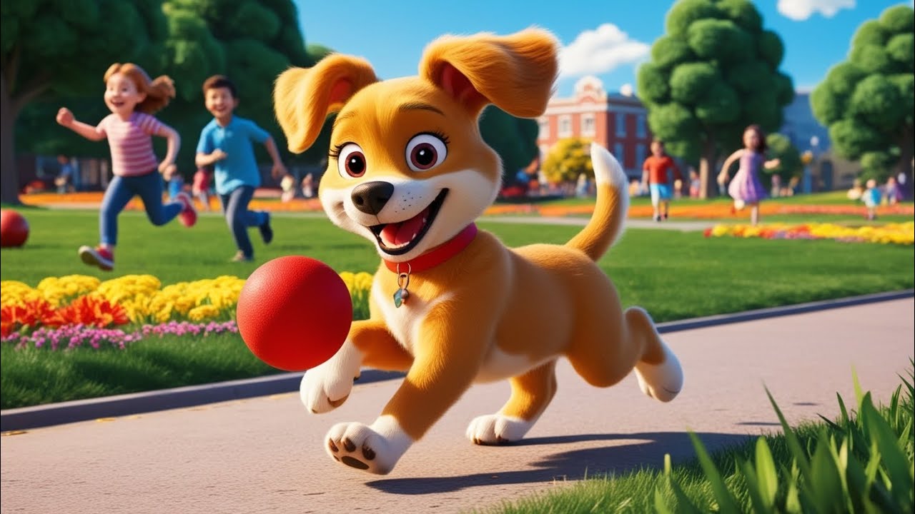 Playful Puppy Adventures! 🐶|Fun Cartoon Kids Song | KiddoZone Nursery ...