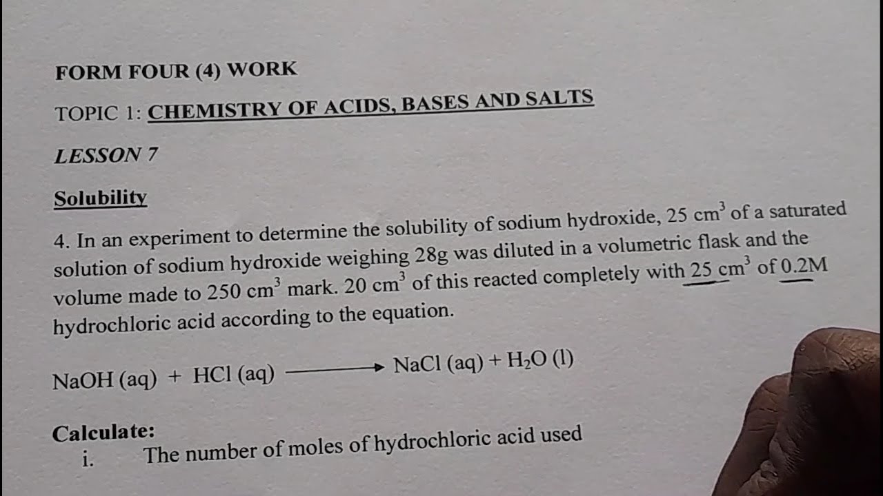 FORM 4: TOPIC 1: ACIDS, BASES AND SALTS: LESSON 7 - YouTube