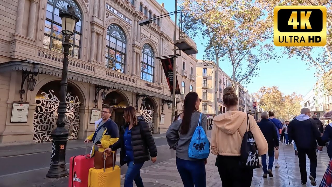 🍂 Barcelona's Sunny Autumn Walk on Sunday || La Rambla, Raval district ...