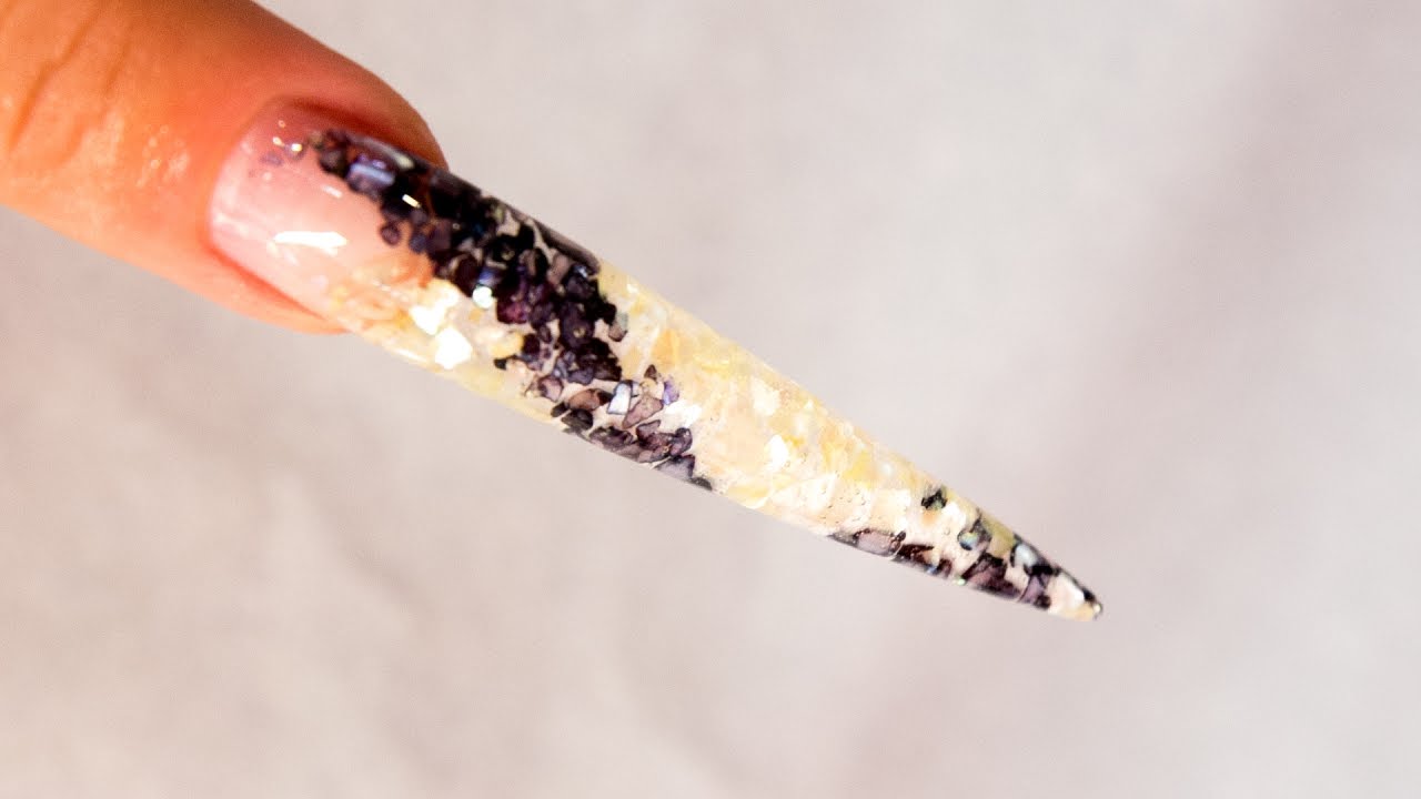 How to make 3D Crushed Shell Stiletto Nails - YouTube
