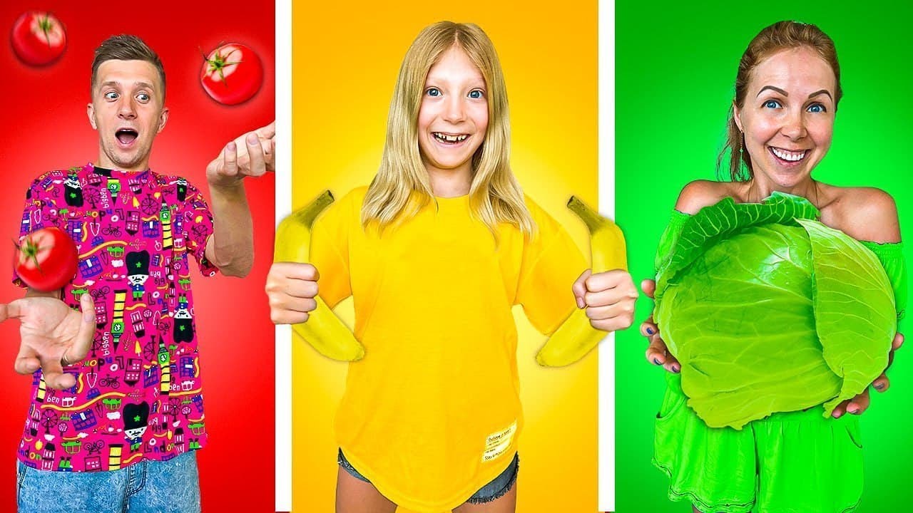 24 hours EATING FOOD OF THE SAME COLOR - challenge! - YouTube