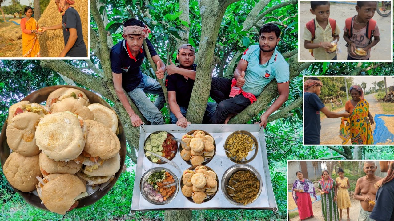 VILLAGE COOKING BURGER l Indian Street Food Recipe in My Village ...